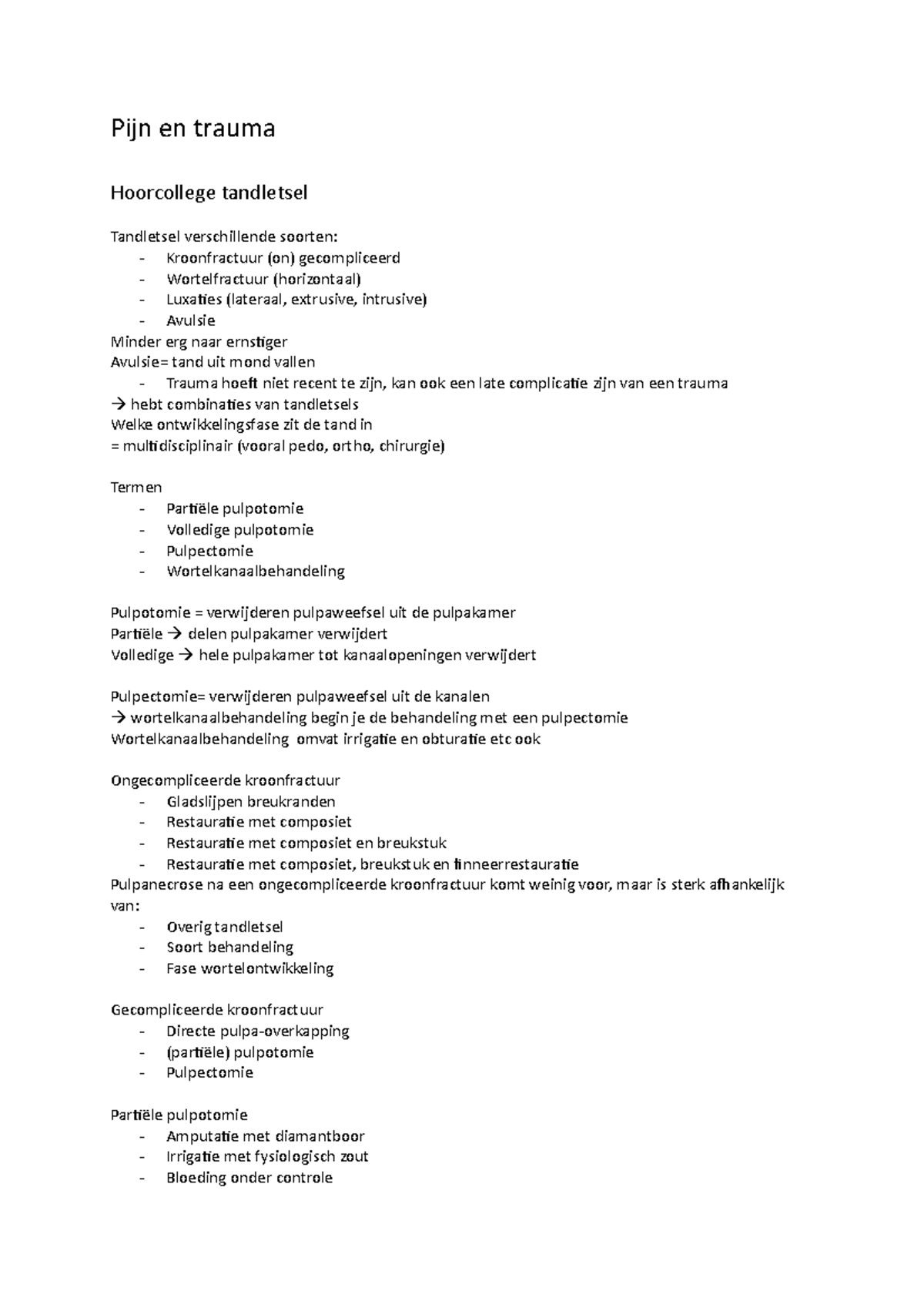 Pijn en trauma - sv alles - Pijn en trauma Hoorcollege tandletsel ...