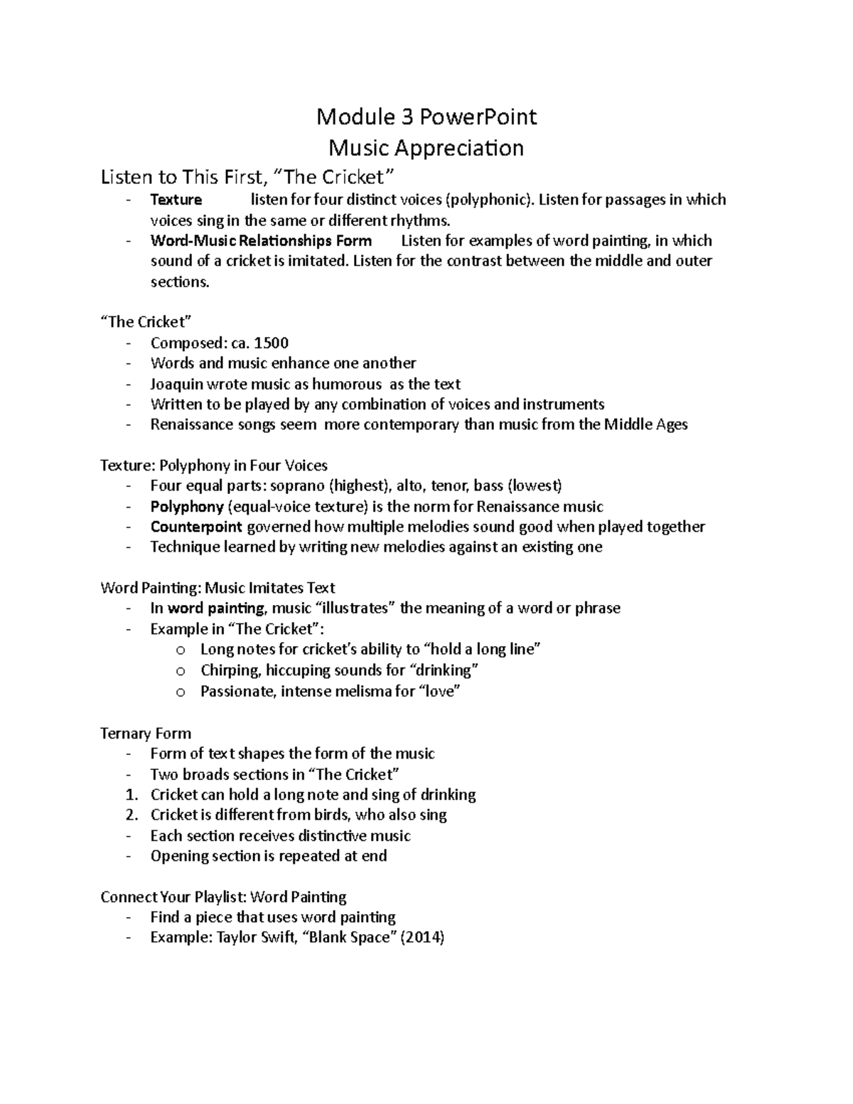 Module 3 Ch 7 - Notes for Music - Module 3 PowerPoint Music ...