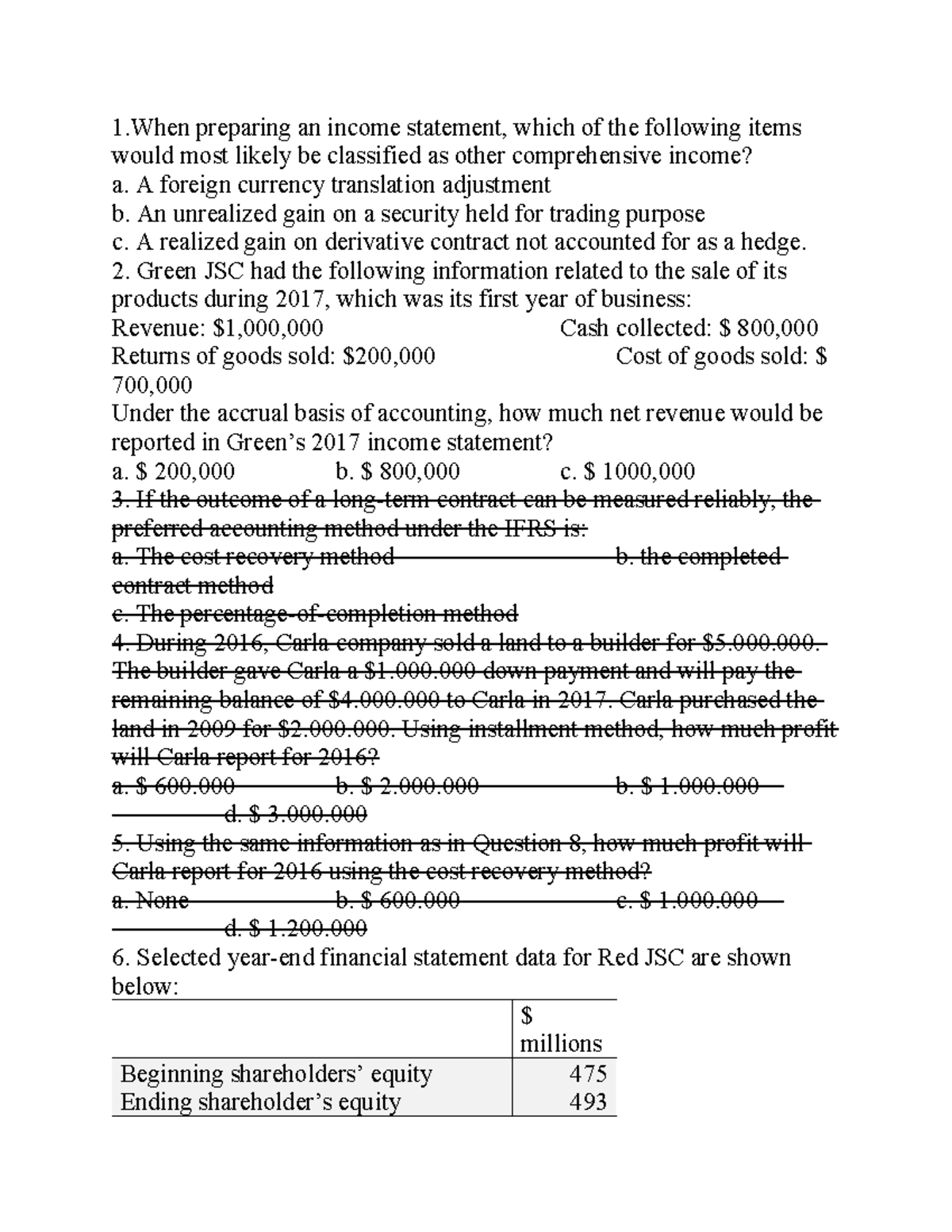 Exercises chapter 2 extra - 1 preparing an income statement, which of ...