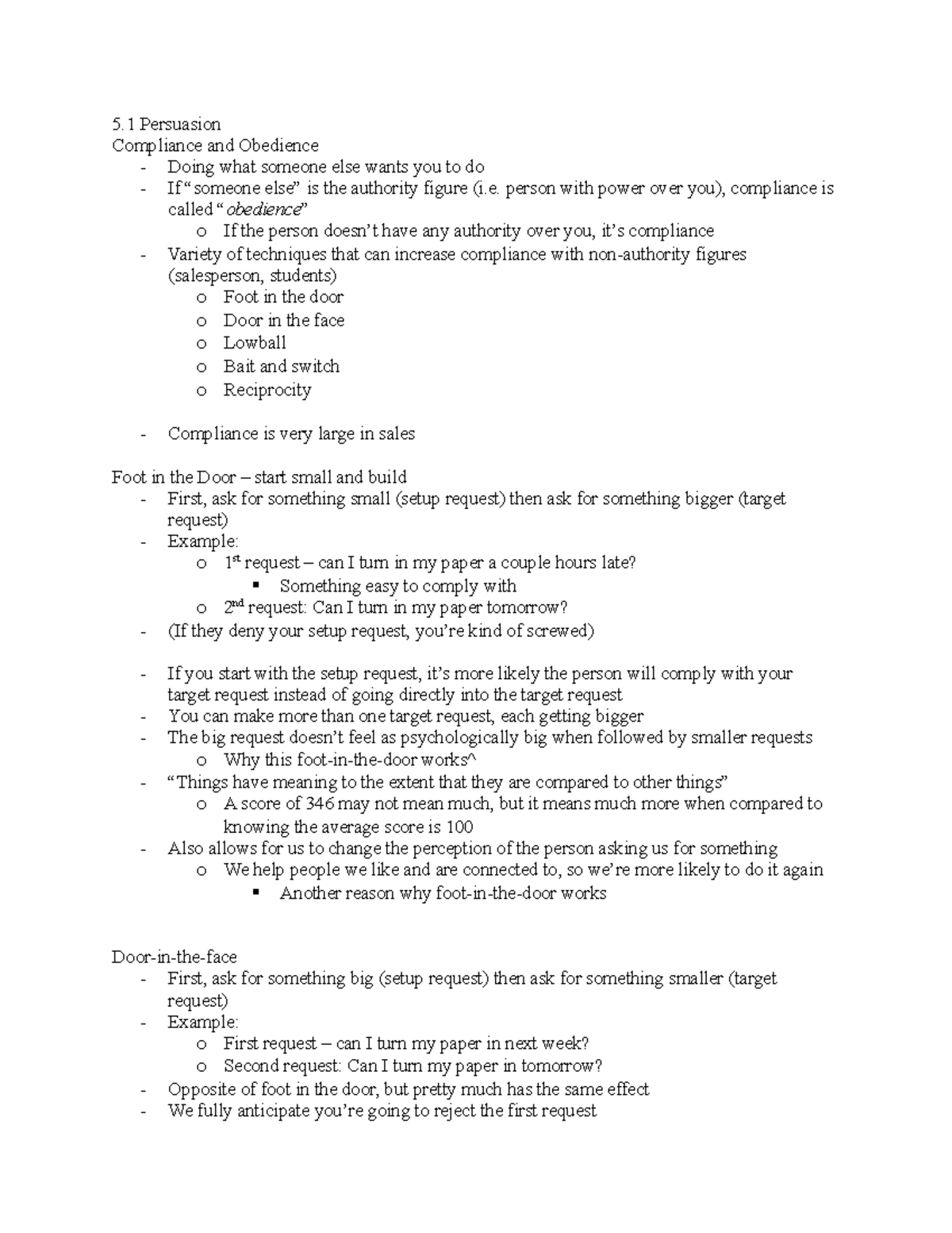 Module 5 Lecture - 5 Persuasion Compliance and Obedience - Doing what someone else wants you to ...