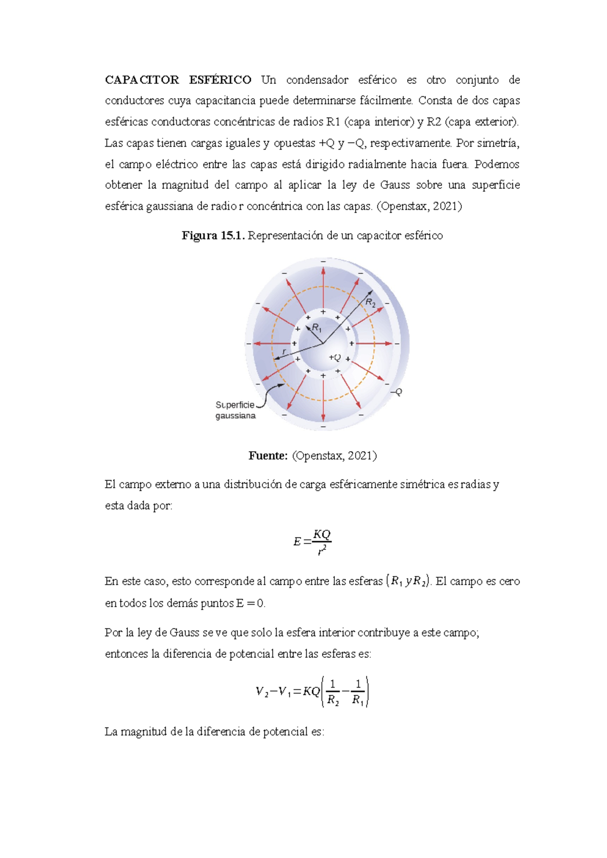 Capacitor Esférico - fisica II - CAPACITOR ESFÉRICO Un condensador ...