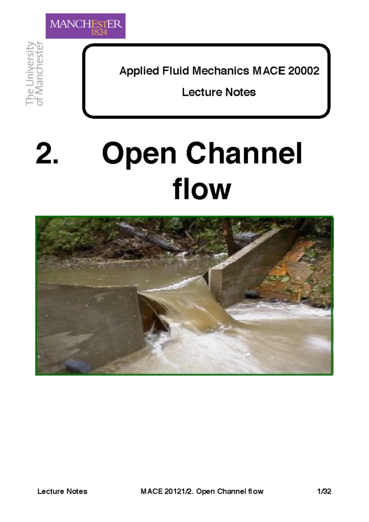 Open Channel flow second year - 2. Open Channel flow Applied Fluid ...