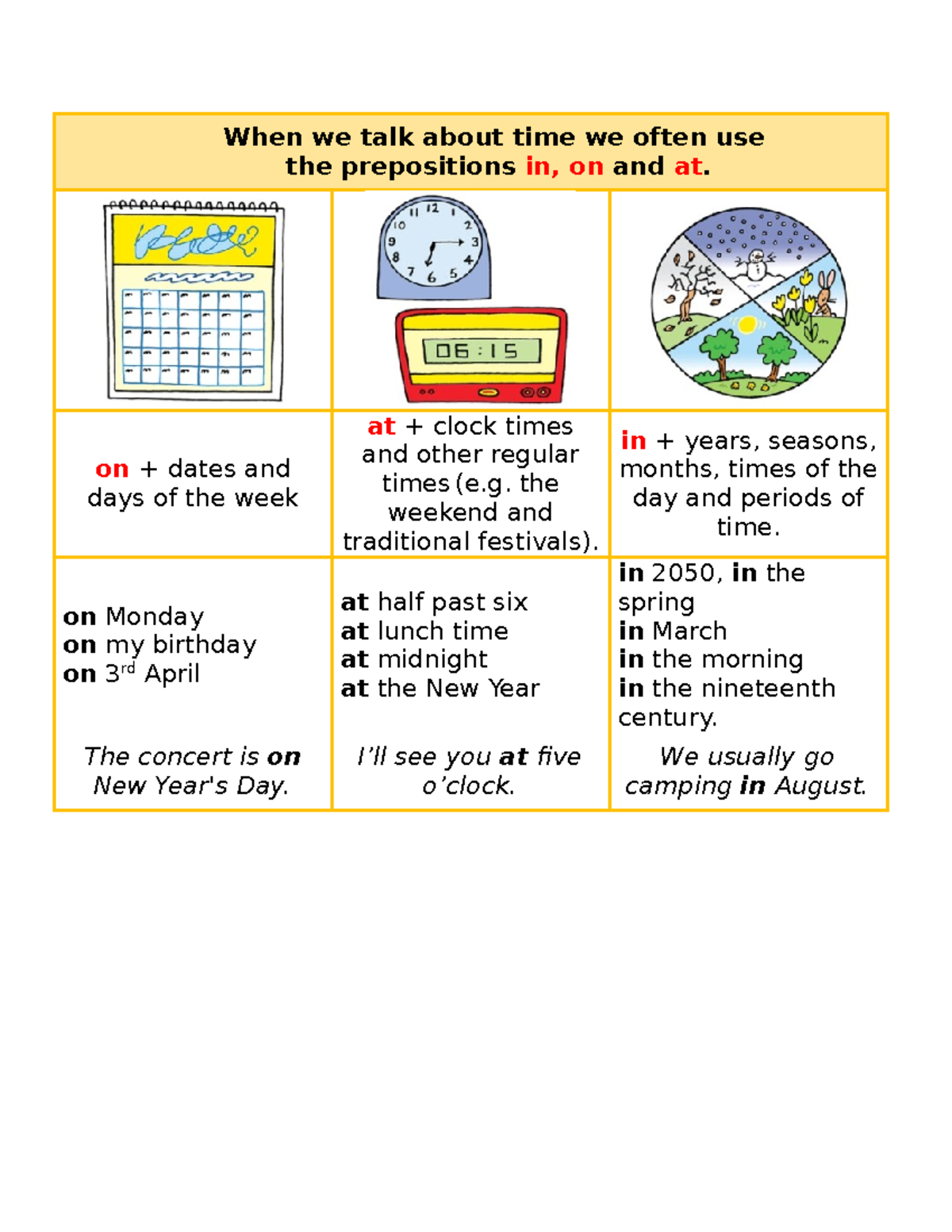 Preposition of time (01) - When we talk about time we often use the ...