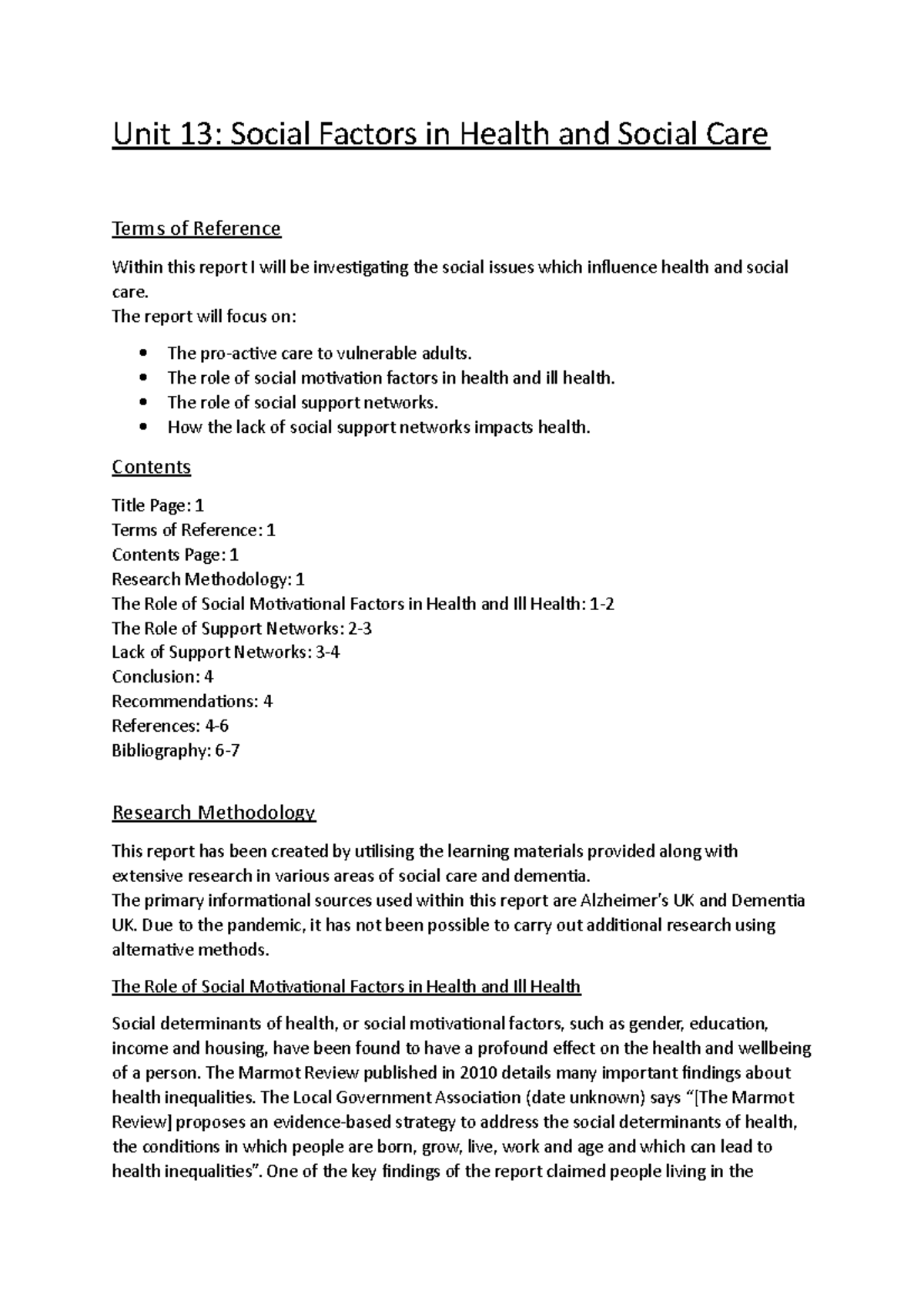 Unit 12 social factors in health and social care - Unit 13: Social ...