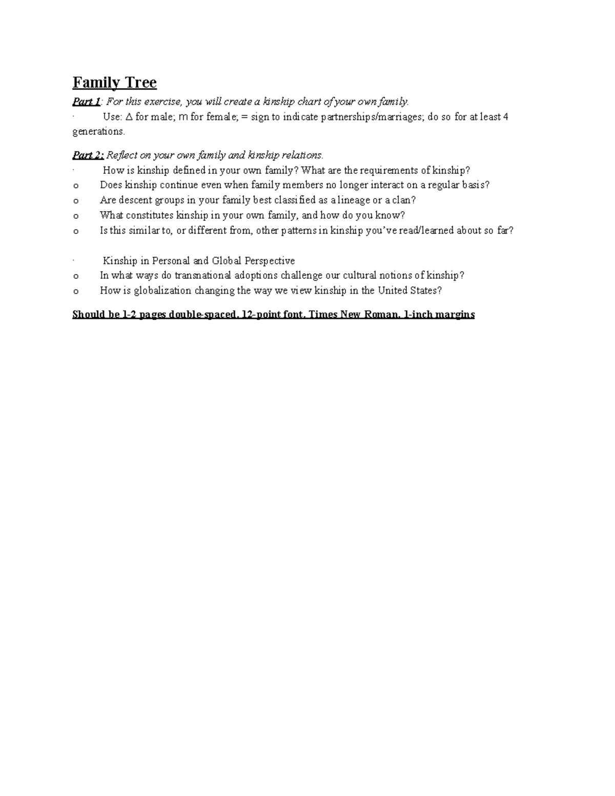 Assignment #3 Family Tree - Family Tree Part 1: For this exercise, you ...