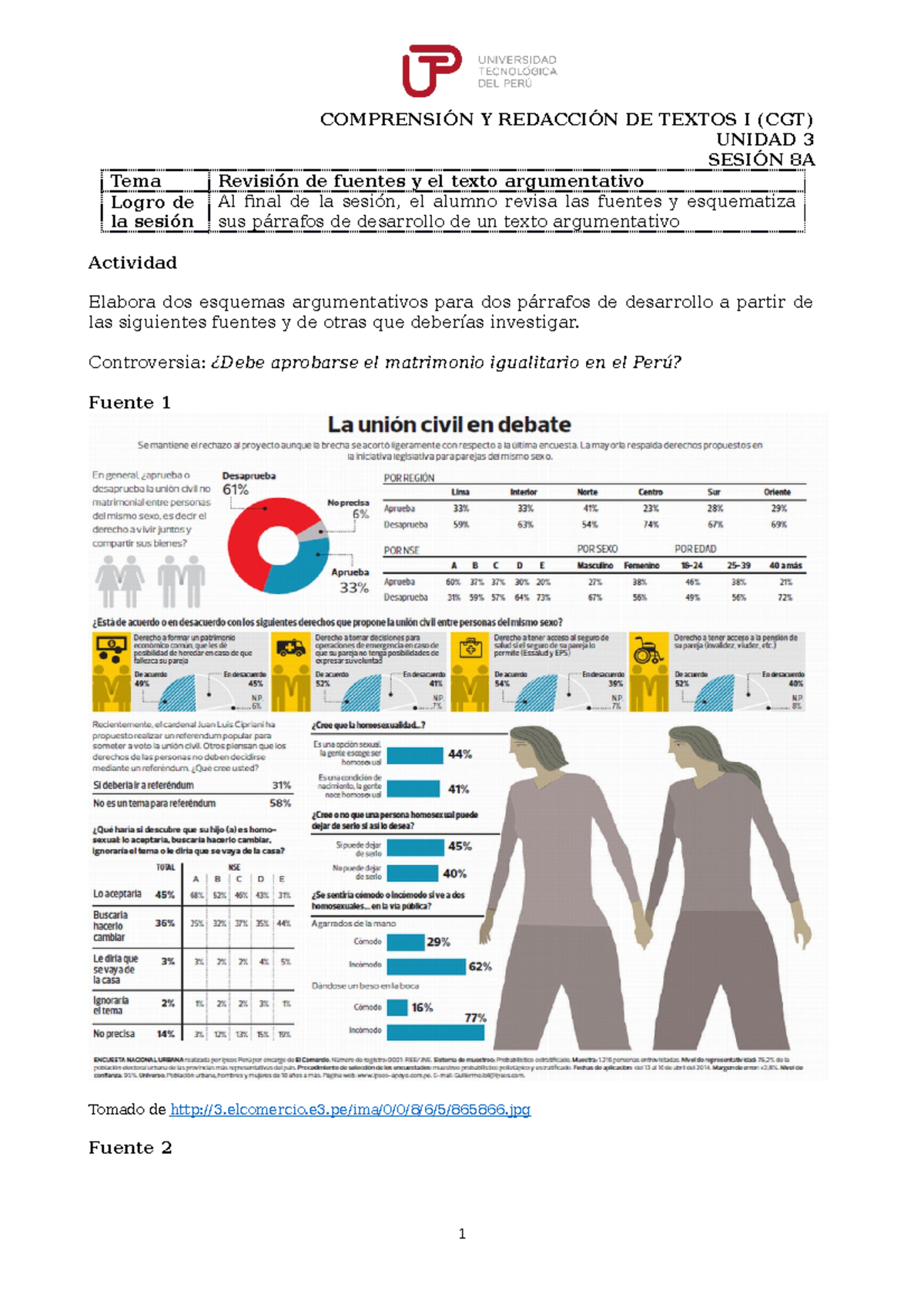 U3 S8 Texto argumentativo (unión civil) - COMPRENSIÓN Y REDACCIÓN DE TEXTOS I (CGT) UNIDAD 3 ...