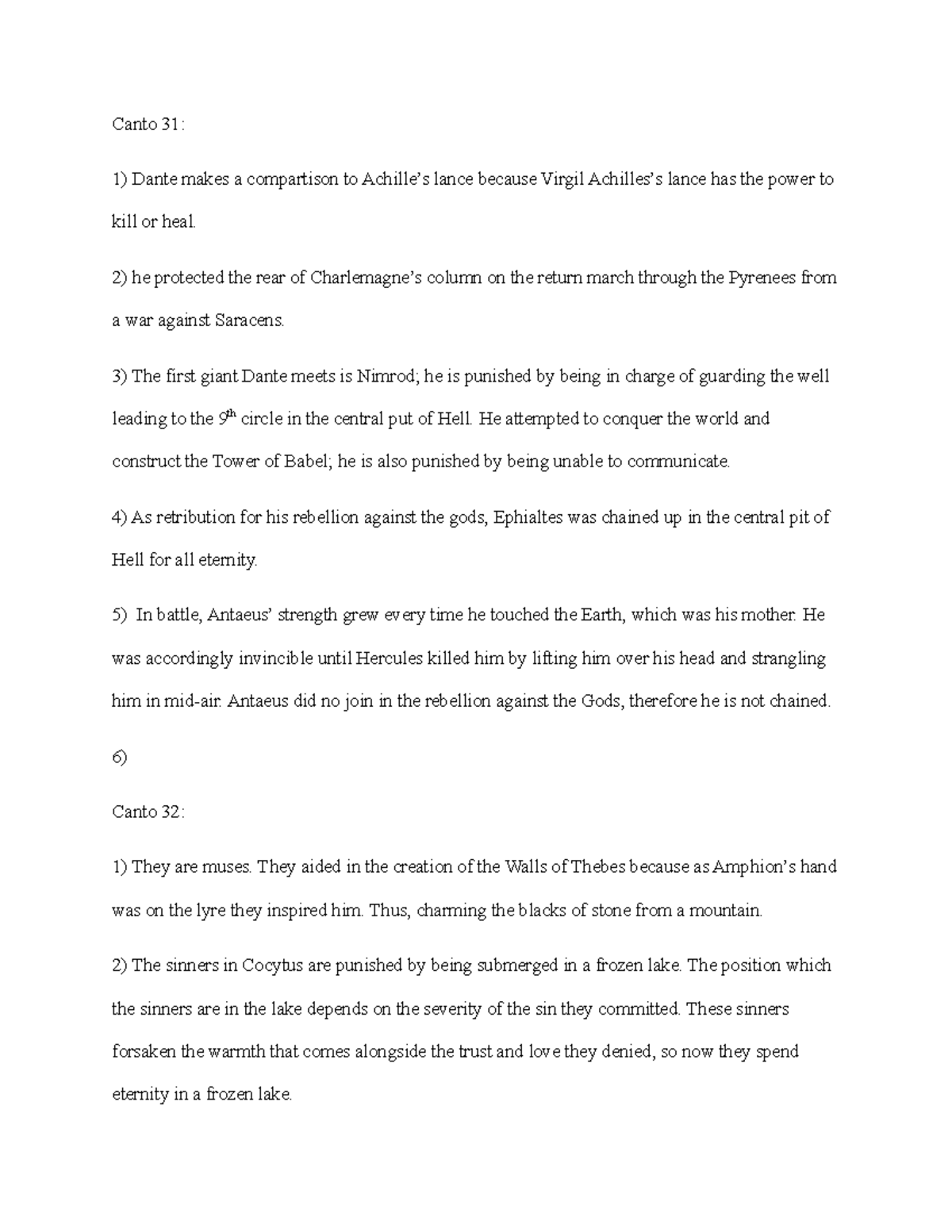 Dante’s Inferno Cantos 30-34 - Canto 31: Dante makes a compartison to ...