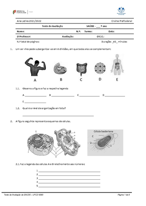 Teste Escrito da UFCD-6566 - Ano Letivo 2021/2022 Ensino Profissional ...