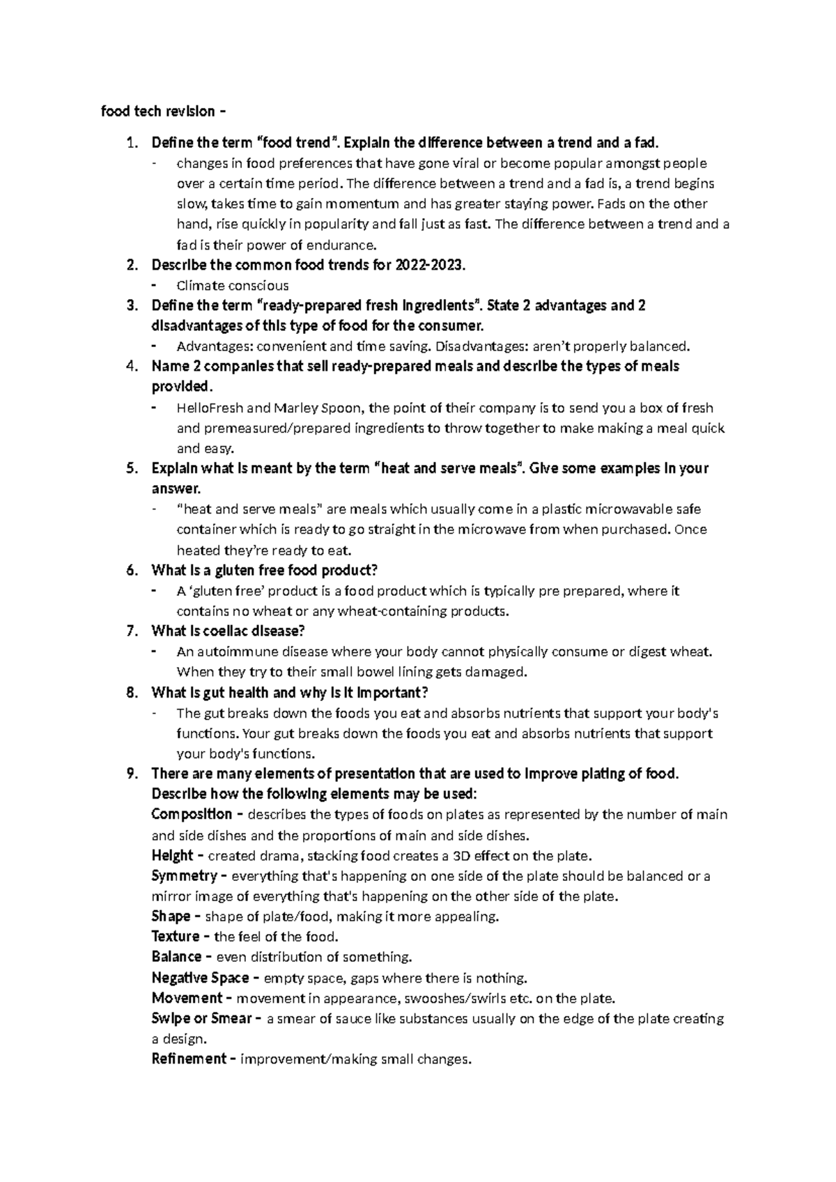 Food tech revision - basic study notes - food tech revision – 1. Define ...
