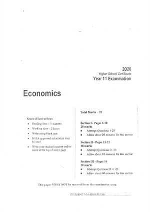 Topic 1 booklet - past hsc economics questions - YEAR 12 ECONOMICS 2022 ...
