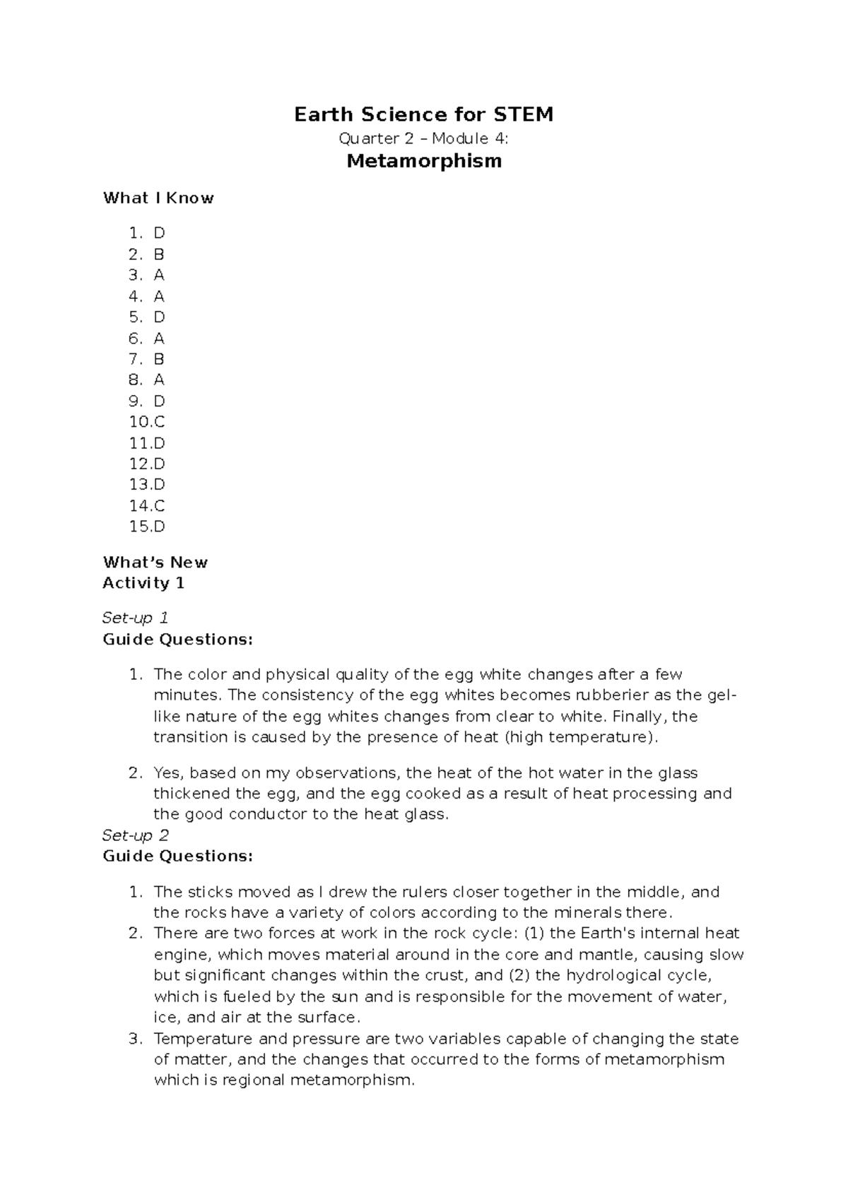 Earth Science Quarter 2 Module 4 - Earth Science for STEM Quarter 2 ...
