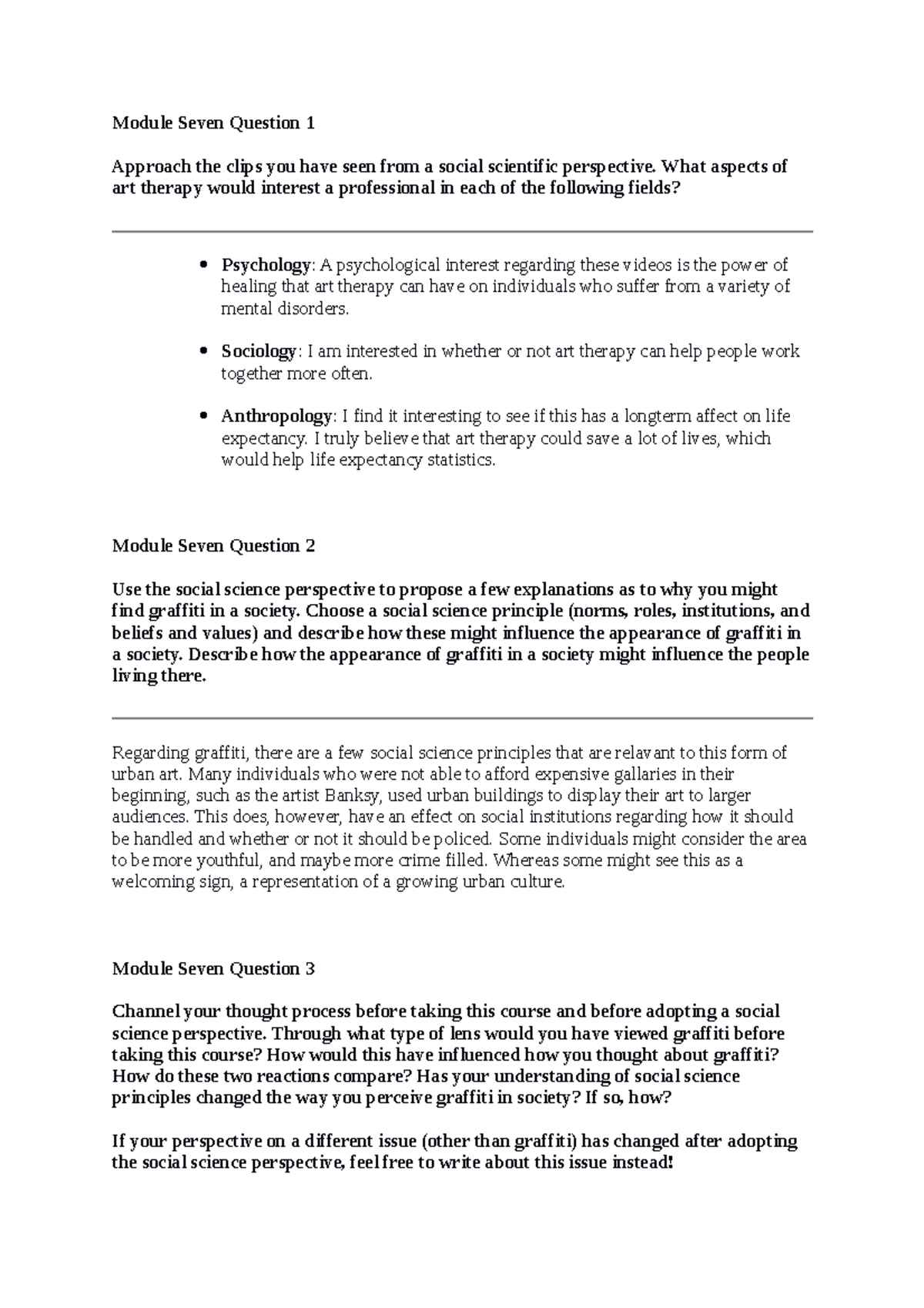 Module 7 Scientific Perspectives - Module Seven Question 1 Approach the ...