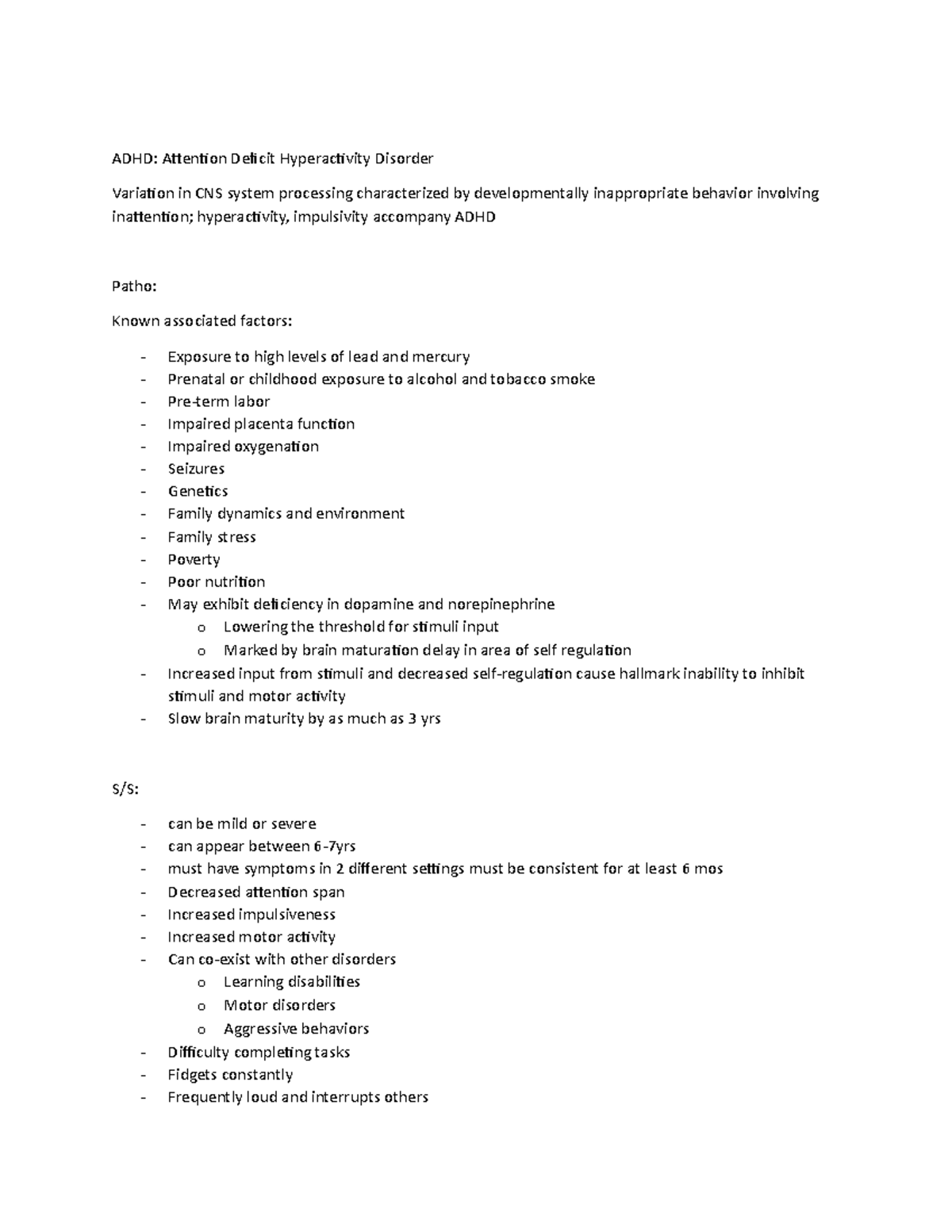 ADHD - notes - ADHD: Attention Deficit Hyperactivity Disorder Variation ...