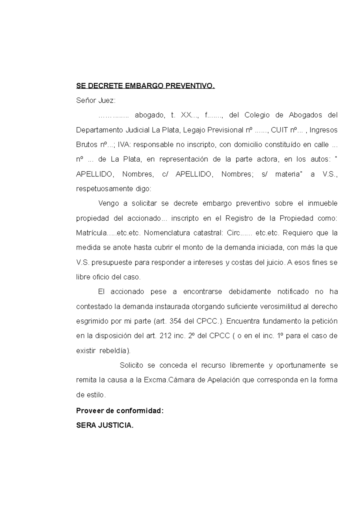 Embargo- Preventivo - DERECHO PENAL - SE DECRETE EMBARGO PREVENTIVO ...