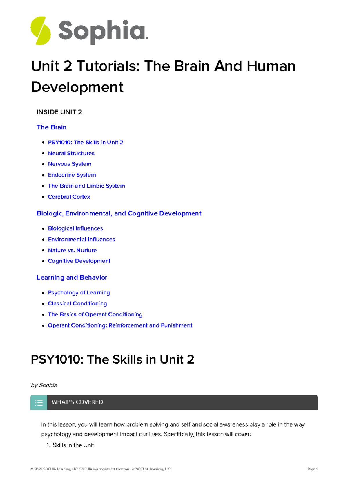 Unit 2 tutorials the brain and human development - Unit 2 Tutorials: The Brain And Human ...