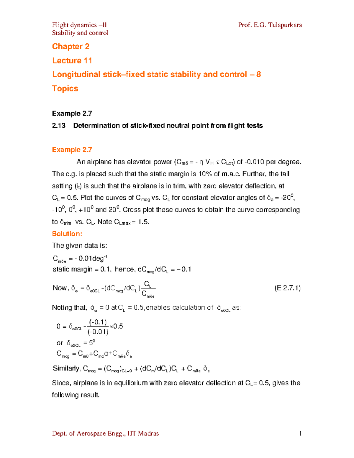 013 Chapter 2 L11 - Flight dynamics in aviation and spacecraft, is the ...