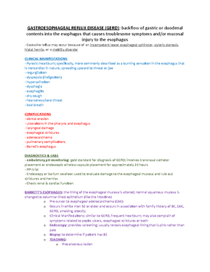 GERD - NOTES - GASTROESOPHAGEAL REFLUX DISEASE (GERD) MANAGEMENT: Low ...