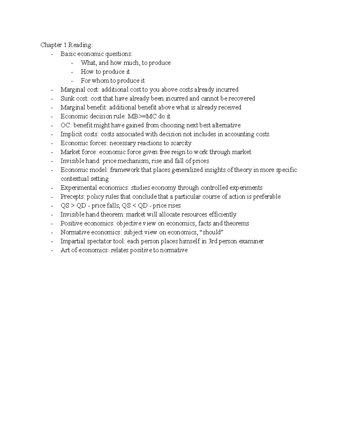 Chapter 1 Reading - Chapter 1 Reading: - Basic economic questions ...