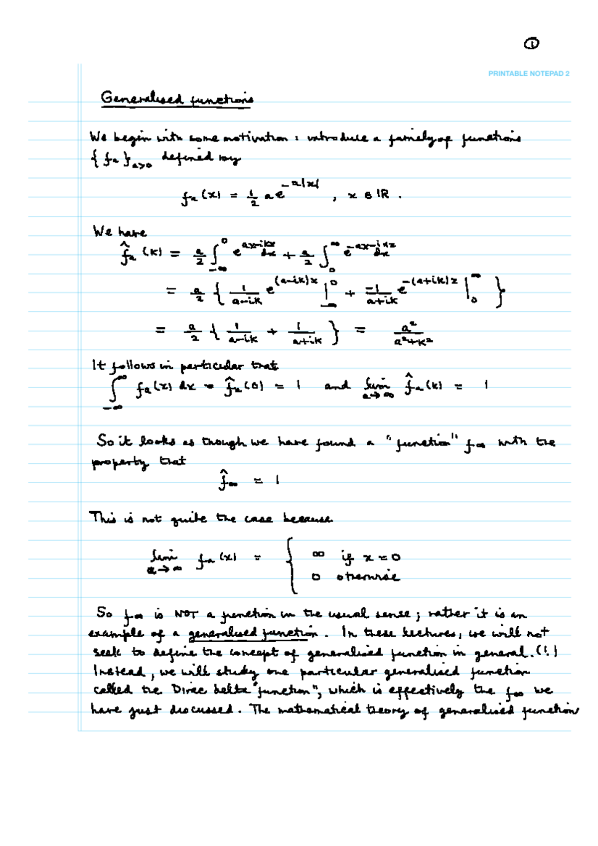 Lecture notes - dirac delta notes - MATH30800 - Studocu