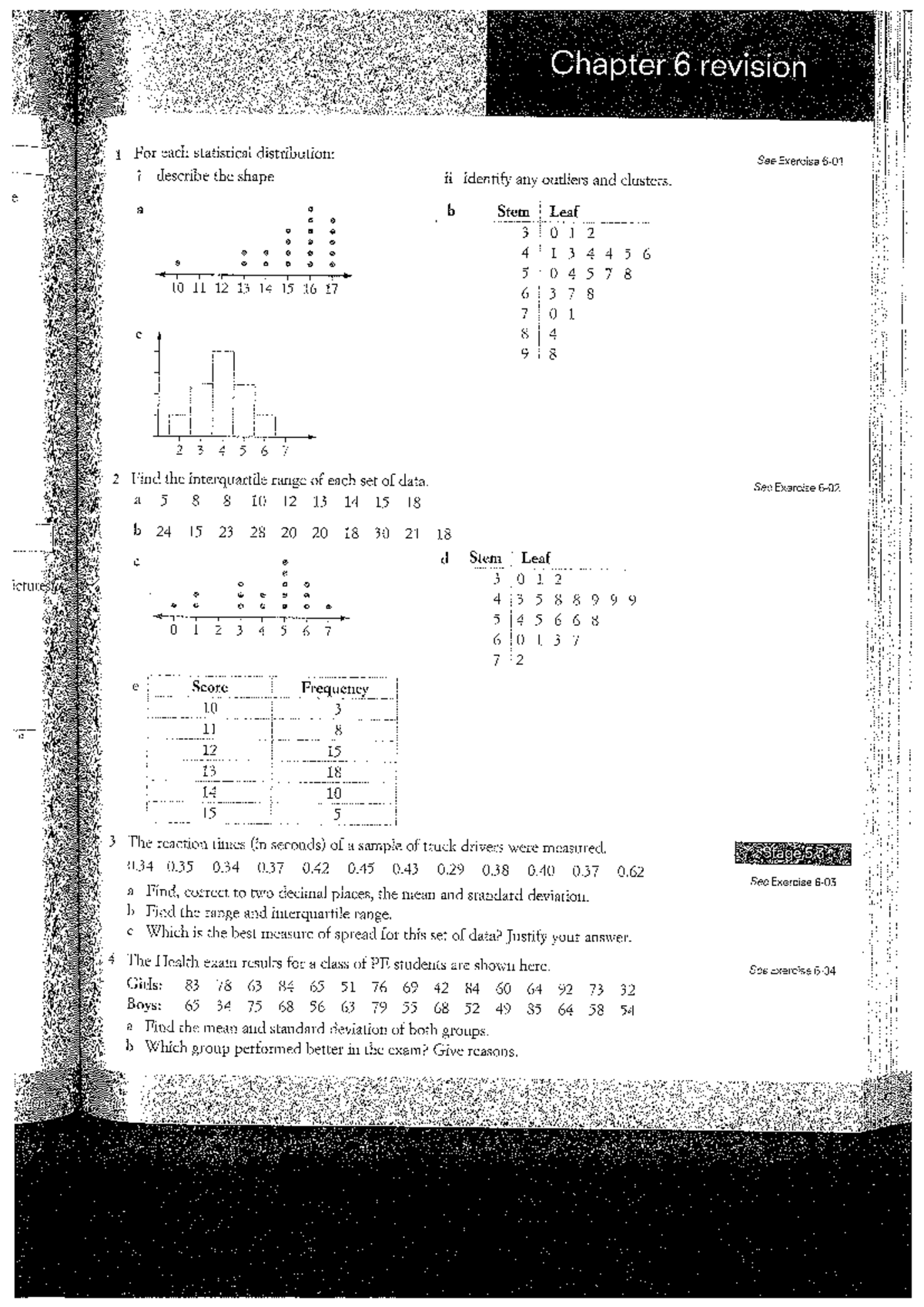 Data and statistics - Chapter 6 revision 1 For each statistical ...