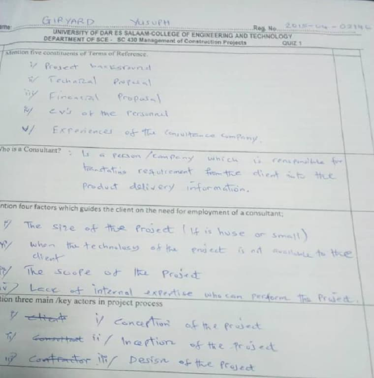 Mtihani 2 - Ethics - me GIRYARD fention five constituents of Terms of ...