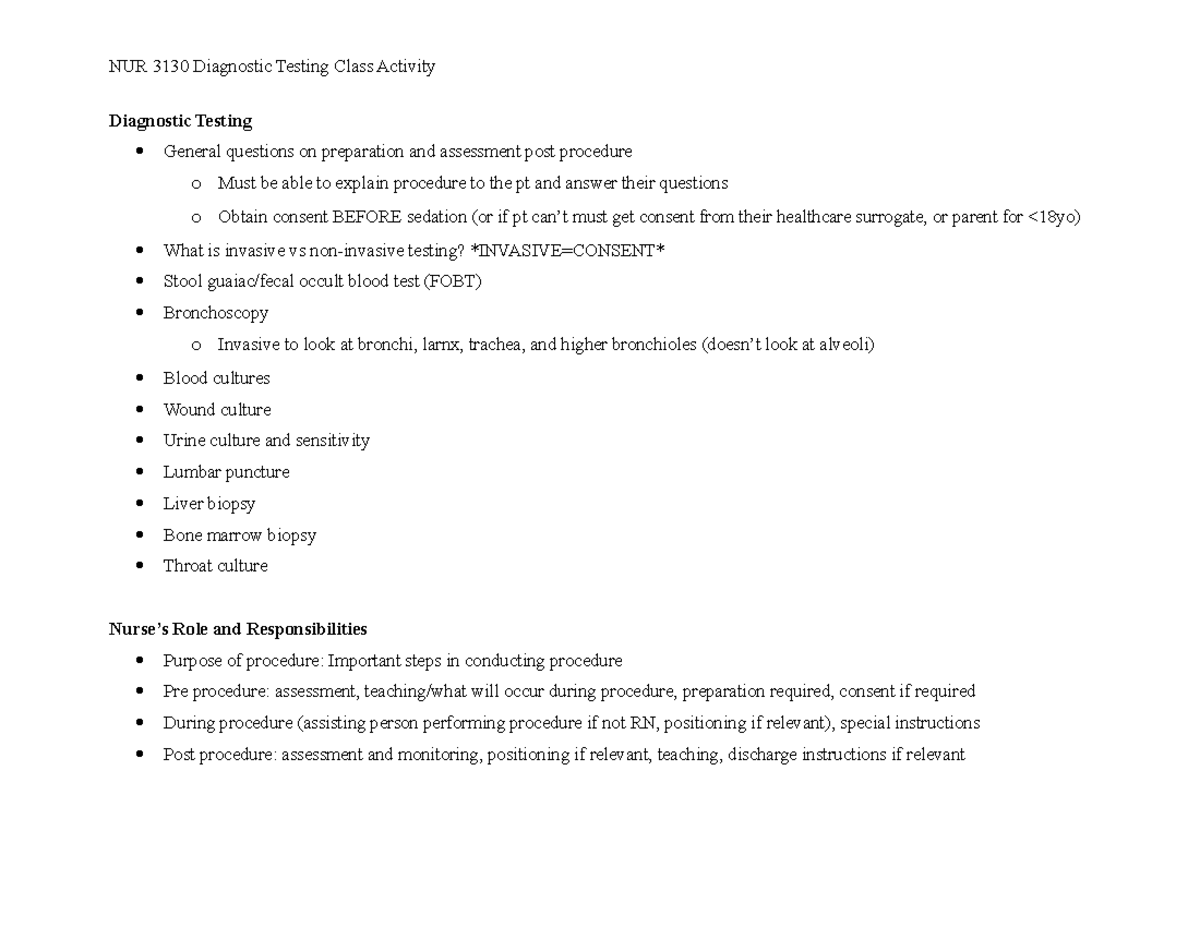 Diagnostic Testing - Diagnostic Testing General questions on ...