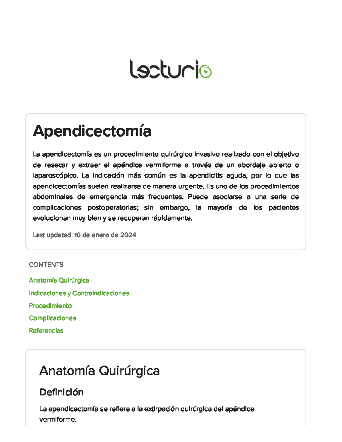 Apendicectomía - Lecturio - Apendicectomía La apendicectomía es un ...