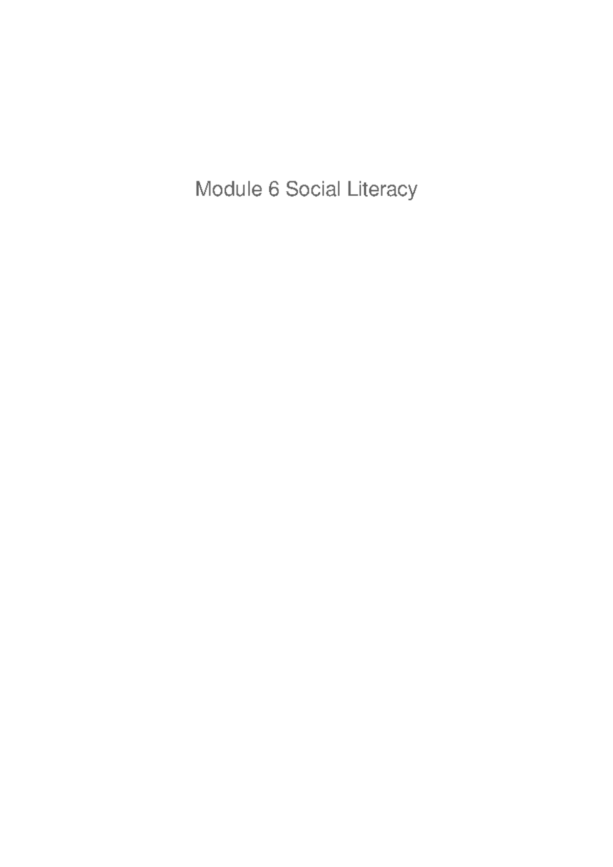 Module 6 social literacy - Module 6 Social Literacy 1 | P a g e ...