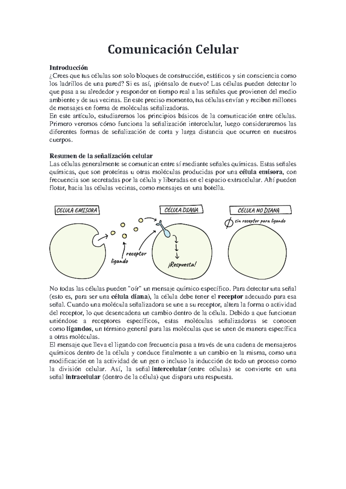 Comunicación Celular - Comunicación Celular Introducción ¿Crees que tus células son solo bloques ...