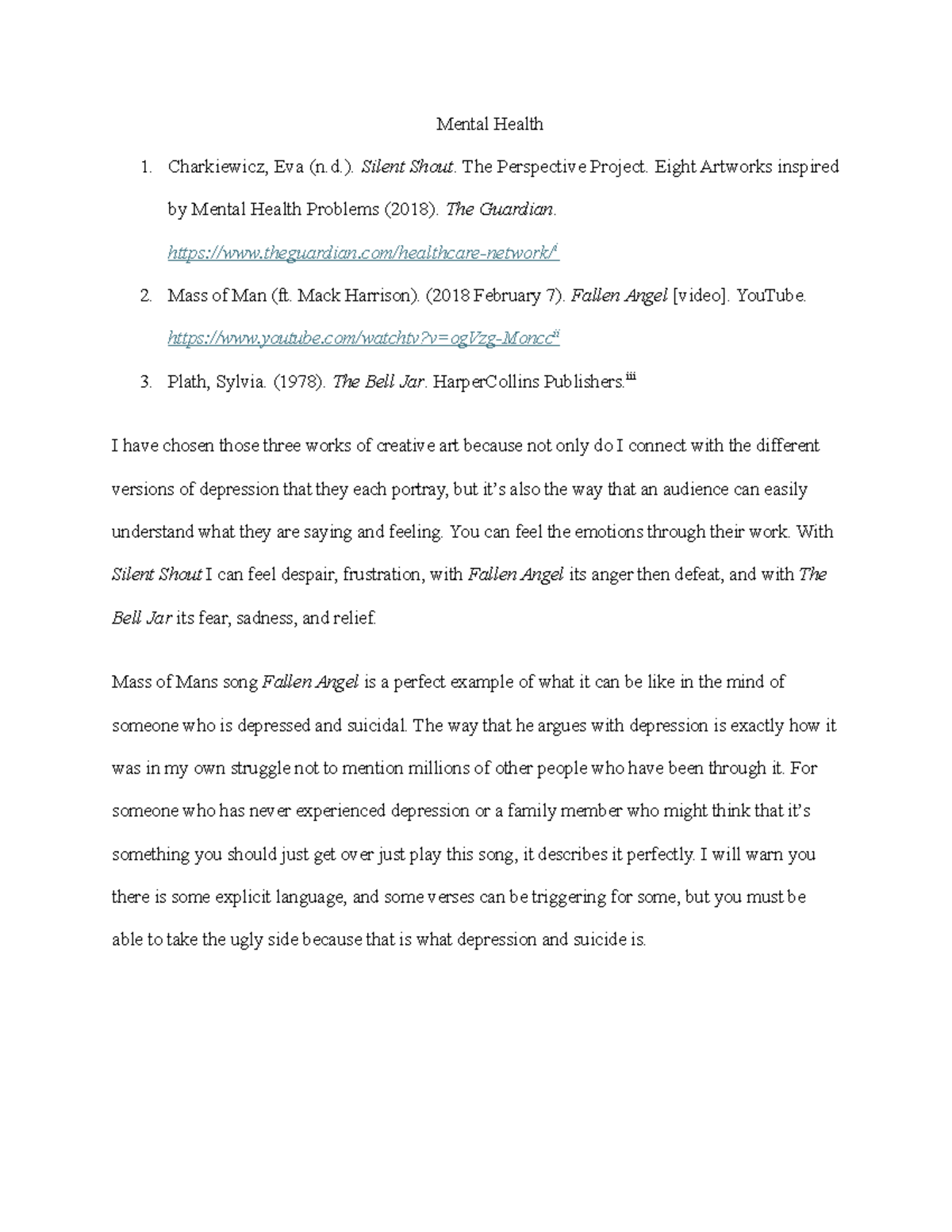 HUM 102 Module One Short Answer Assignment - Mental Health Charkiewicz ...