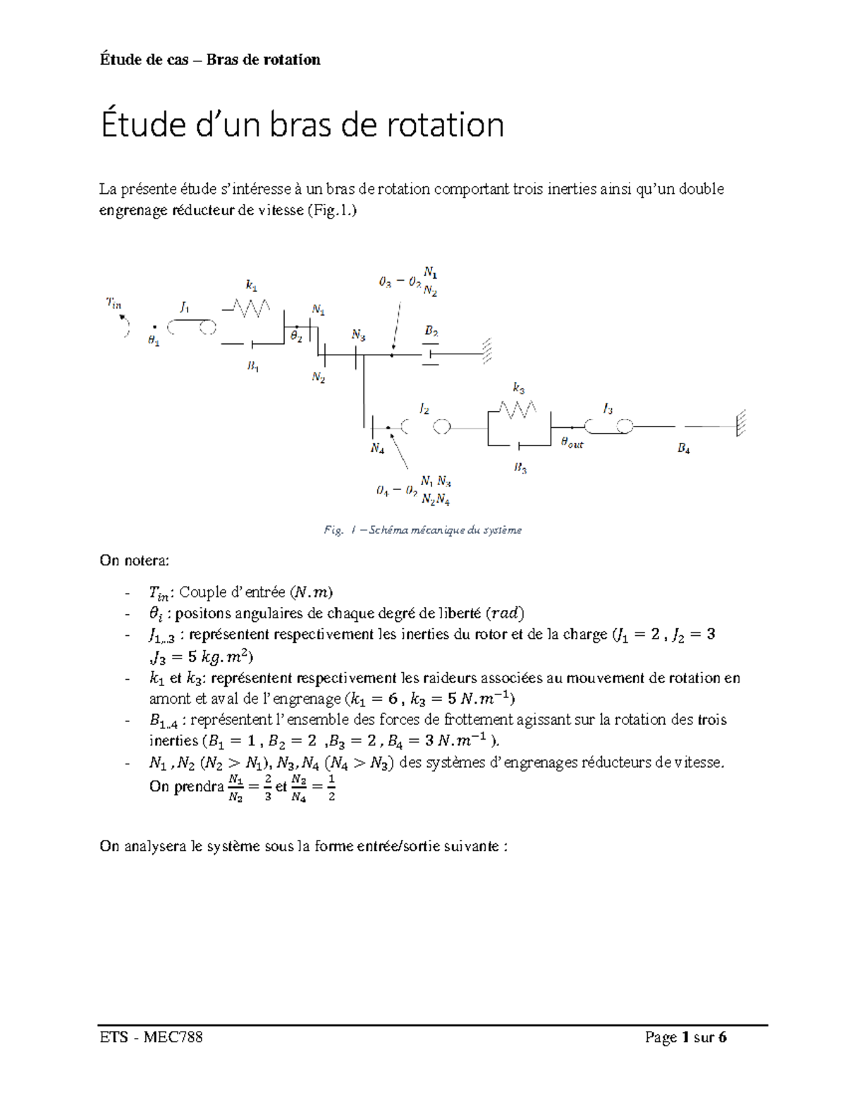 Arbre Rotation - etude de cas - Étude d’un bras de rotation La présente ...