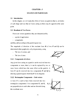 Force Vectors - Engineering Mechanics I (Statics) - CHAPTER - 2 FORCE VECTORS 2 Scalars and ...
