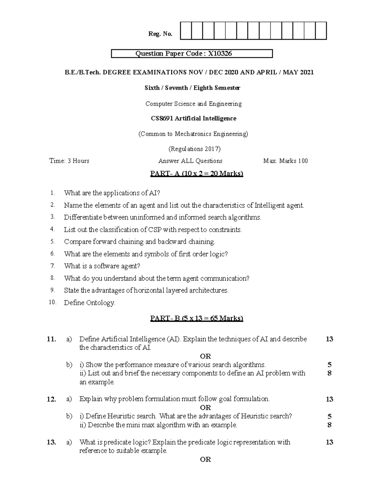 CSE-AM-2021-CS 8691-Artificial Intelligence-349087664-X10326(CS8691 ...