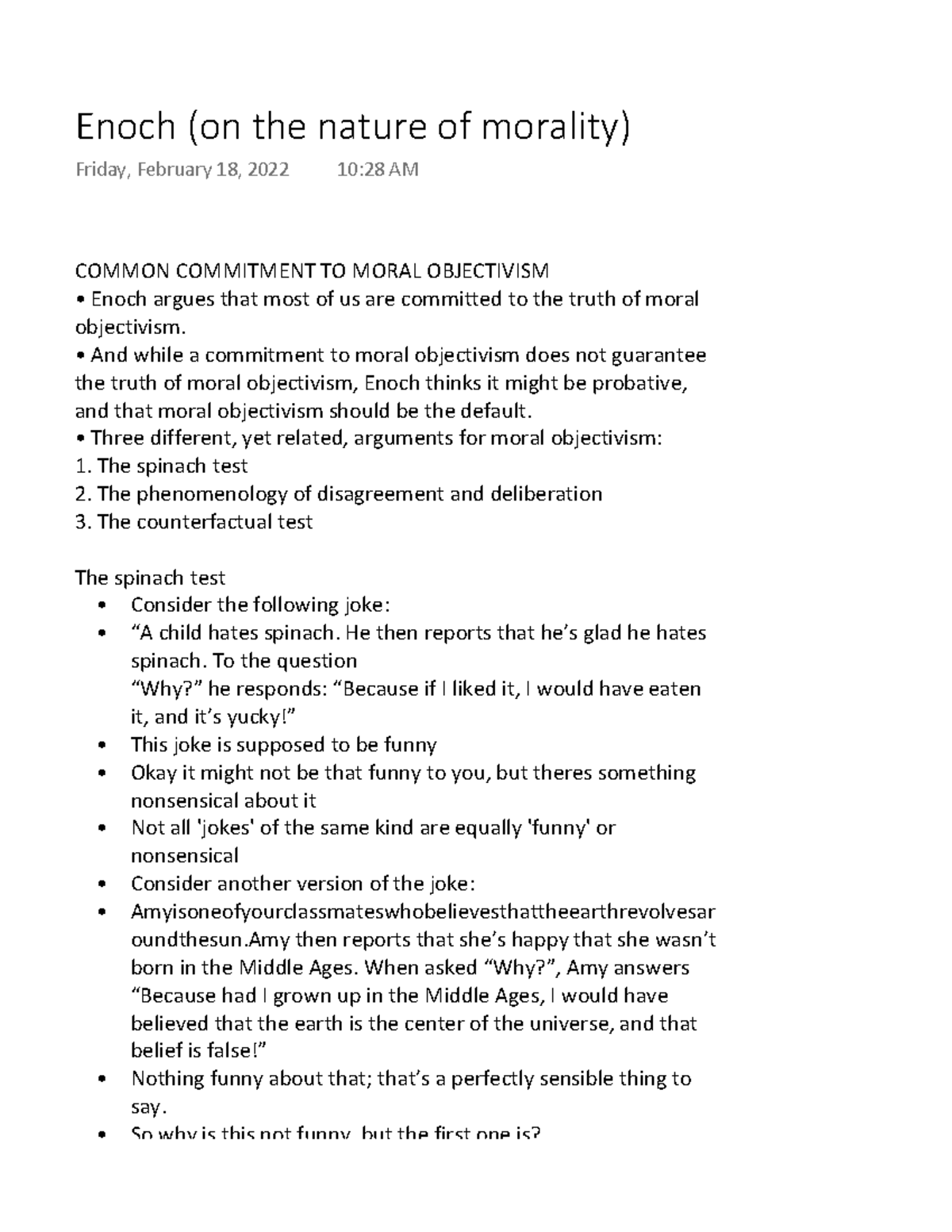 Enoch (on the nature of morality) - COMMON COMMITMENT TO MORAL ...