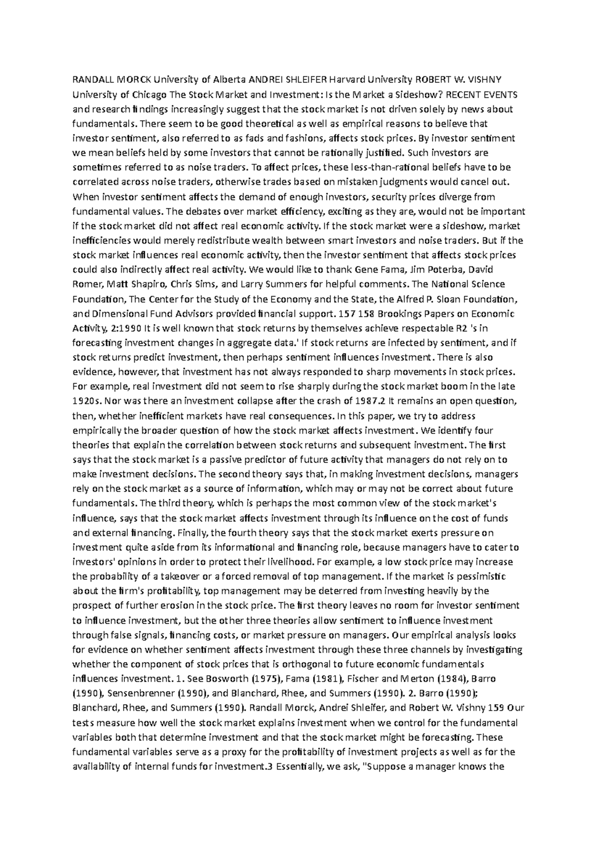 Stock marketing - Learning Purpose - RANDALL MORCK University of ...