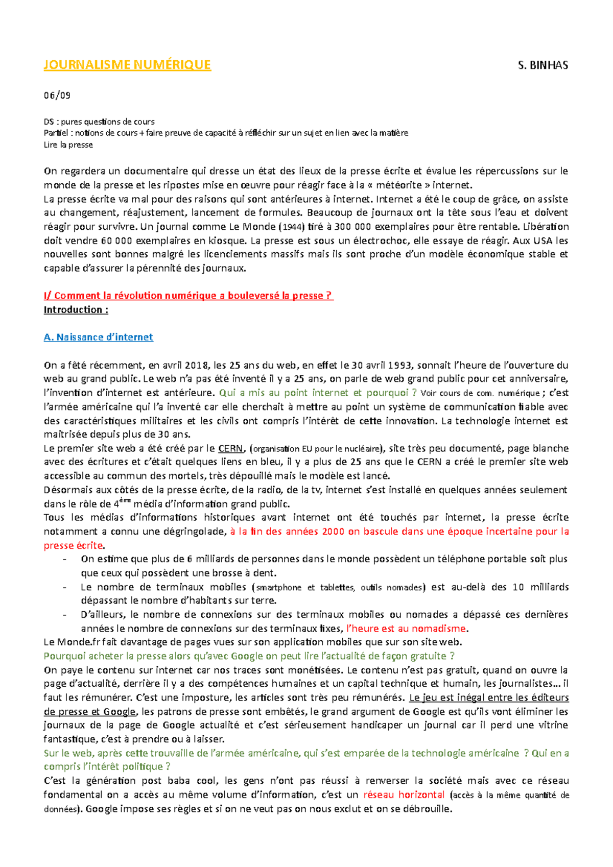 Journalisme numérique - JOURNALISME NUMÉRIQUE S. BINHAS 06/ DS : pures ...
