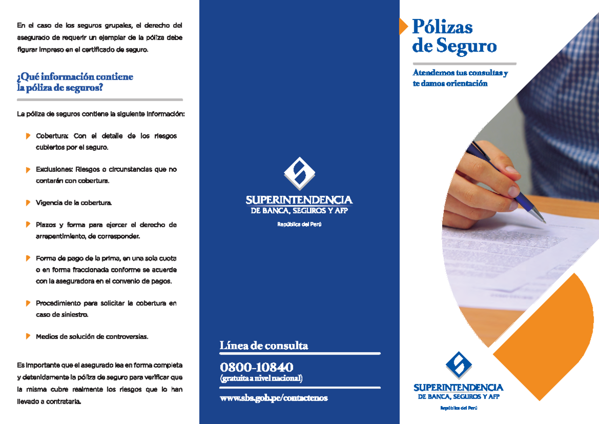 Triptico Poliza DE Seguros - En el caso de los seguros grupales, el derecho del asegurado de ...