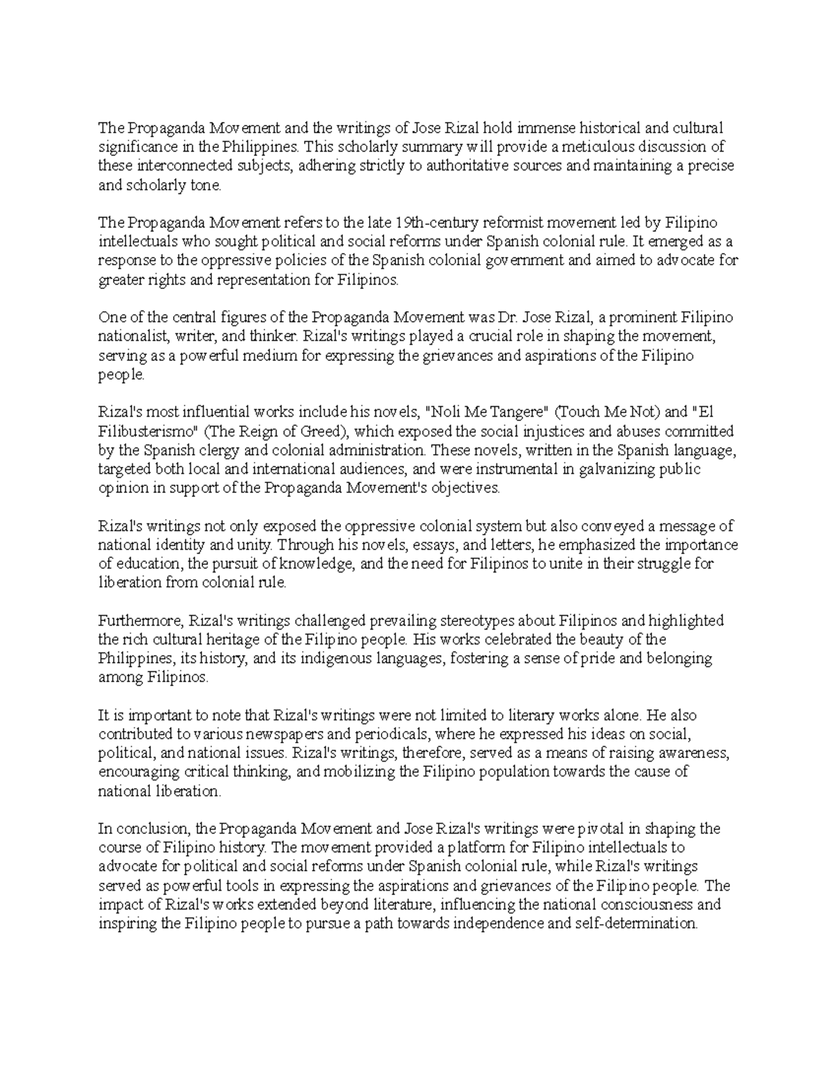 The Propaganda Movement and the writings of Jose Rizal - This scholarly ...