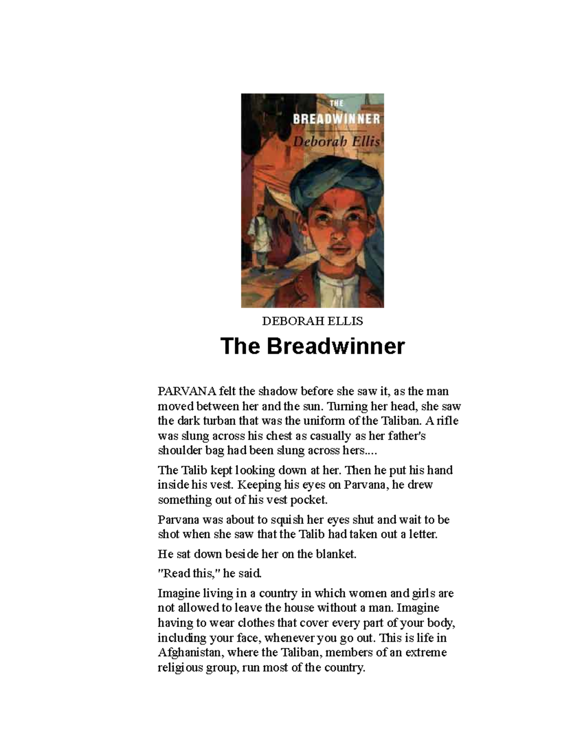 THE Breadwinner - Written by Deborah Ellis - DEBORAH ELLIS The ...