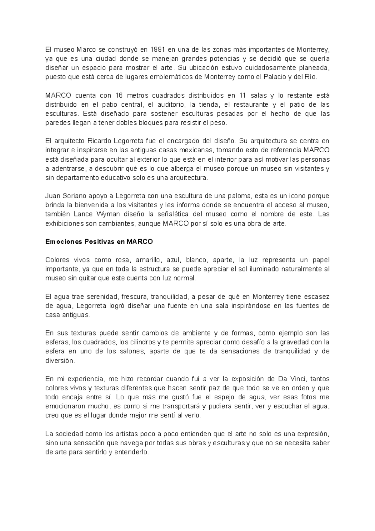 Actividad 1 - Las tareas de la materia. - El museo Marco se construyó ...