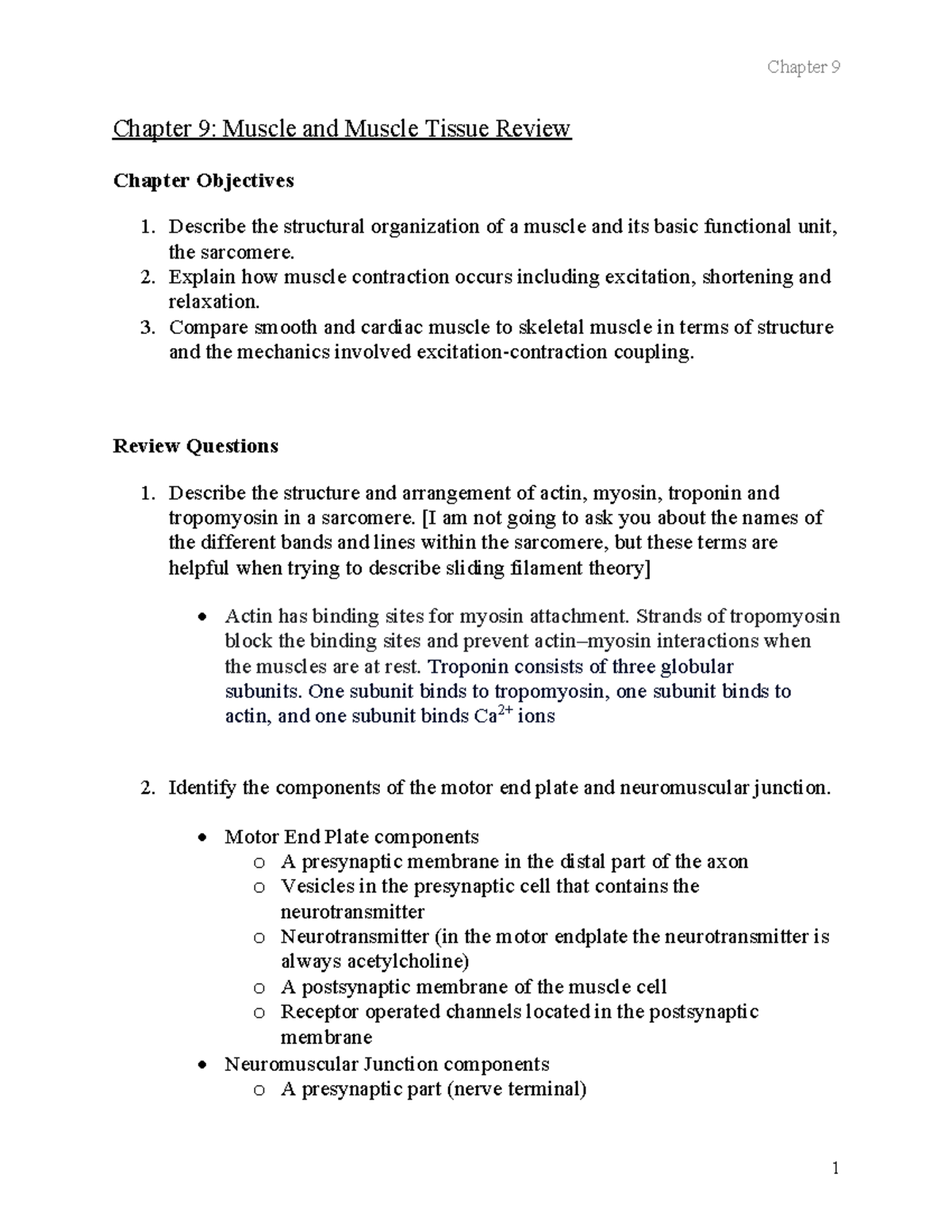 Chapter 9 Muscle and Muscle Tissue - Chapter 9: Muscle and Muscle ...