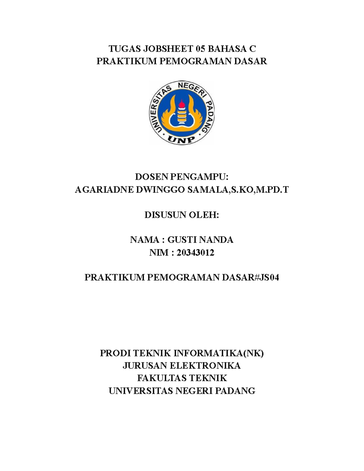 Jobsheet-05-Praktikum Pemograman Dasar - TUGAS JOBSHEET 05 BAHASA C ...