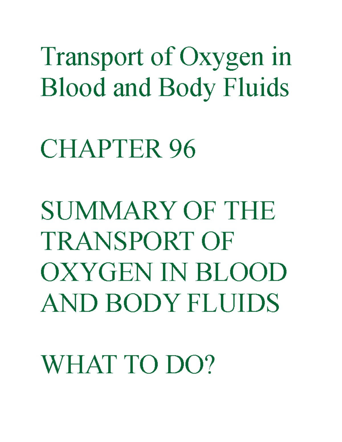 Transport of Oxygen - 03 - Transport of Oxygen in Blood and Body Fluids ...