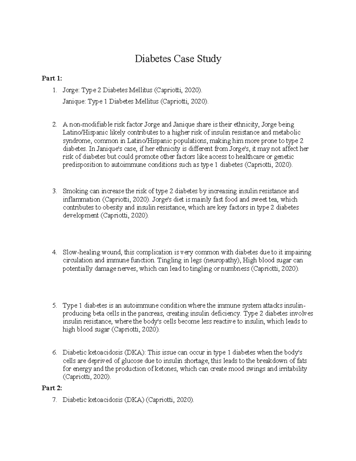 Diabetes Case Study - Diabetes Case Study Part 1: 1. Jorge: Type 2 ...
