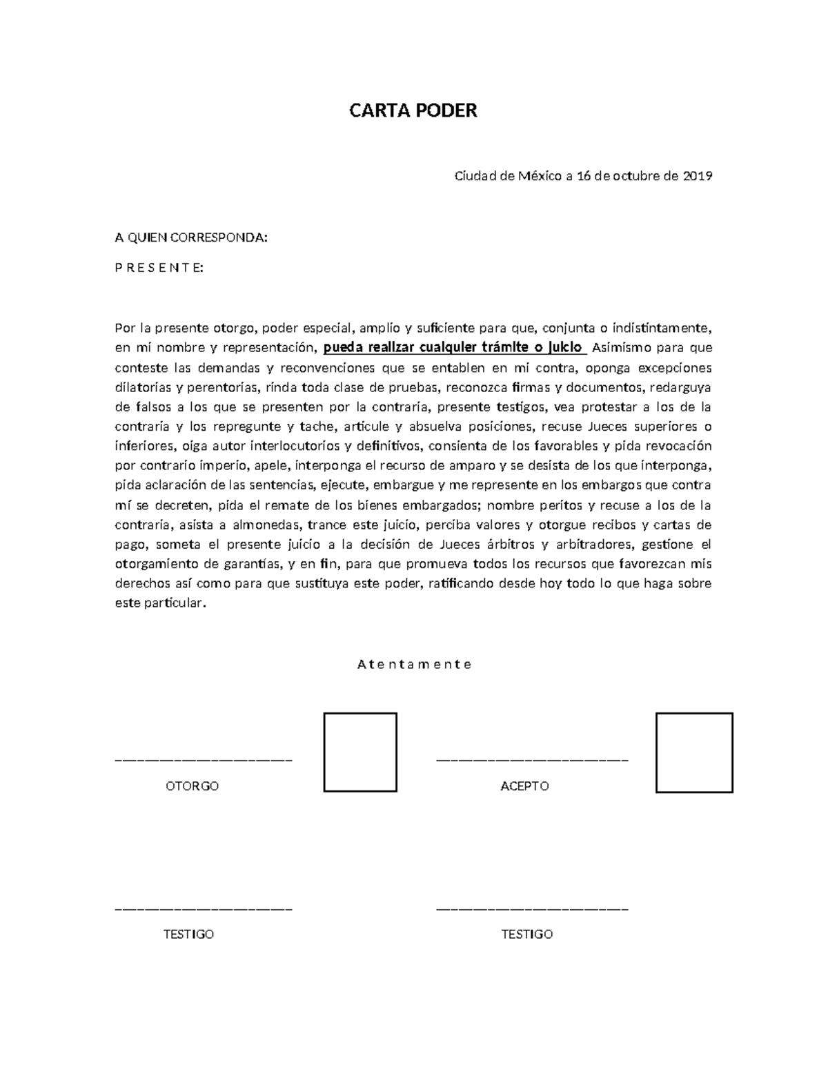 Carta Poder Pinito - CARTA PODER Ciudad de México a 16 de octubre de ...