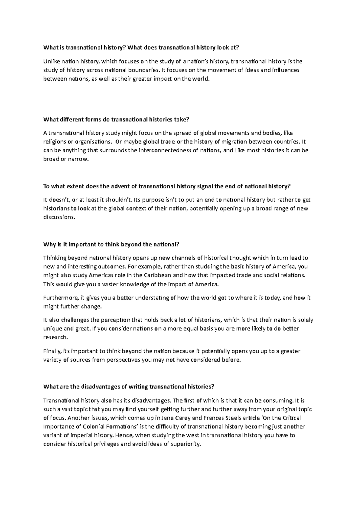 Transnational history overview - What is transnational history? What ...