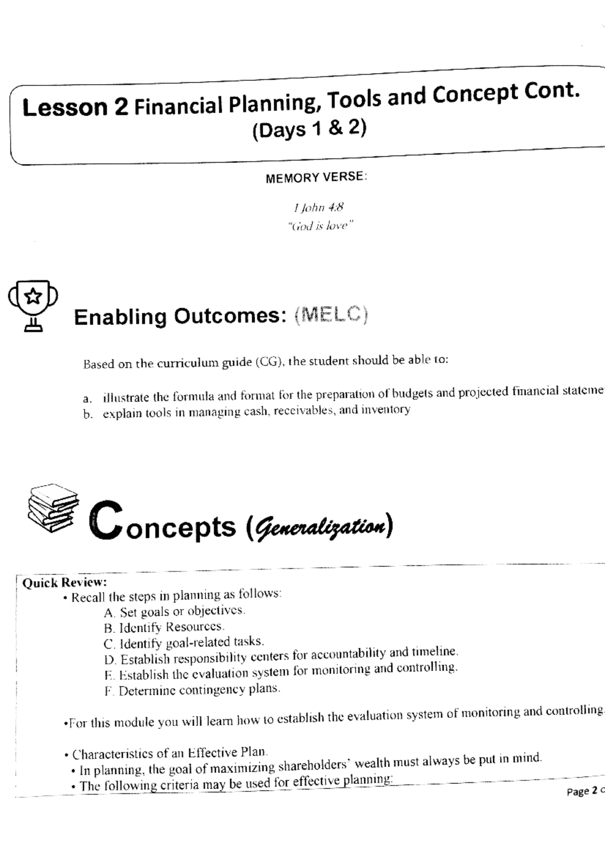 Financial Planning, tools and Concept 2 - BS Accountancy - Studocu