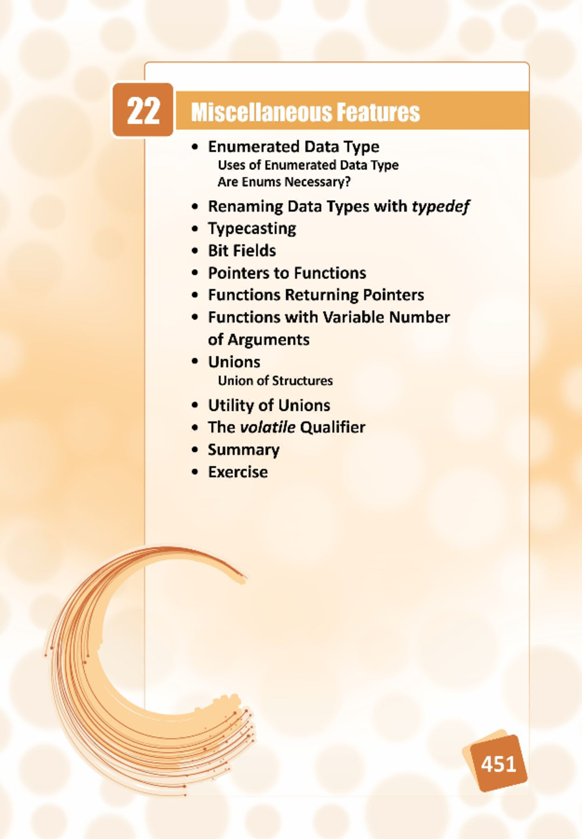 22. Miscellaneous Features (C Programing) - 451 22 Miscellaneous Features Enumerated Data Type ...