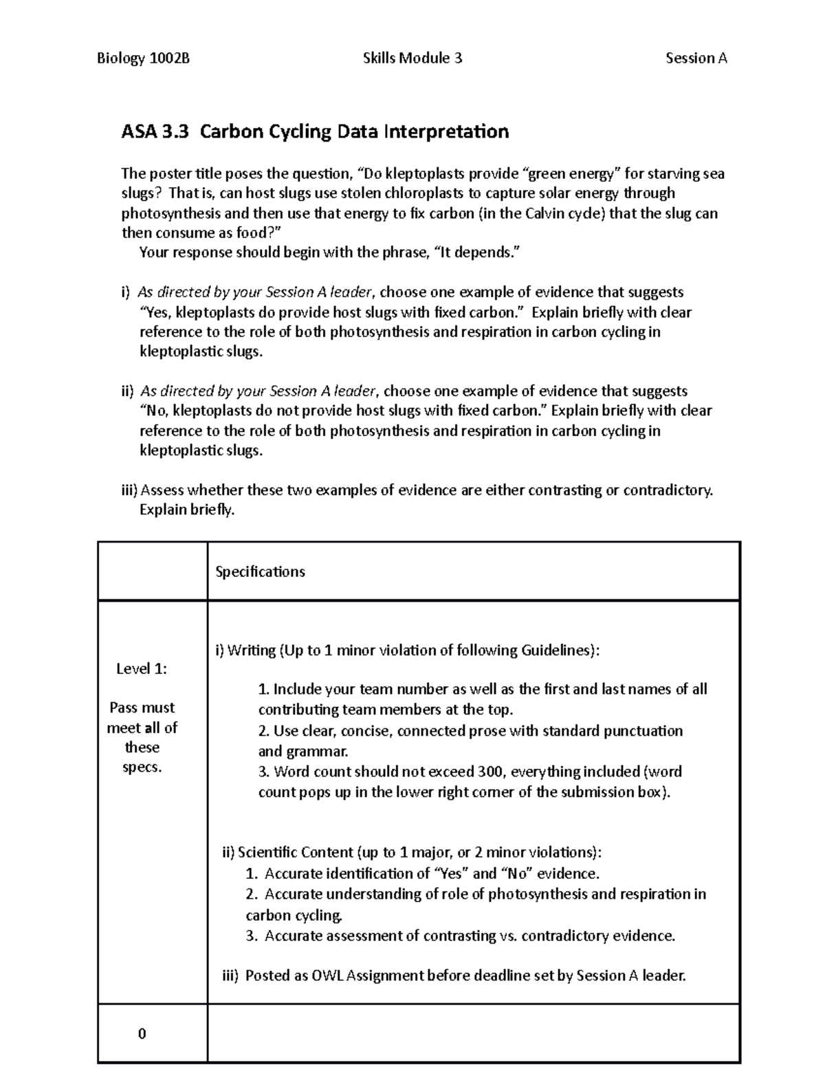 ASA 3.3 2020 prompt - tut examples - Biology 1002B Skills Module 3 ...