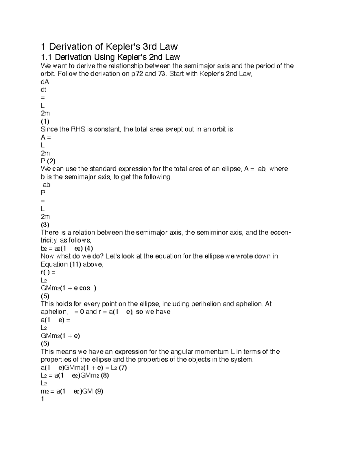 Astr 35 - astronomy lecture notes 35 - 1 Derivation of Kepler's 3rd Law ...